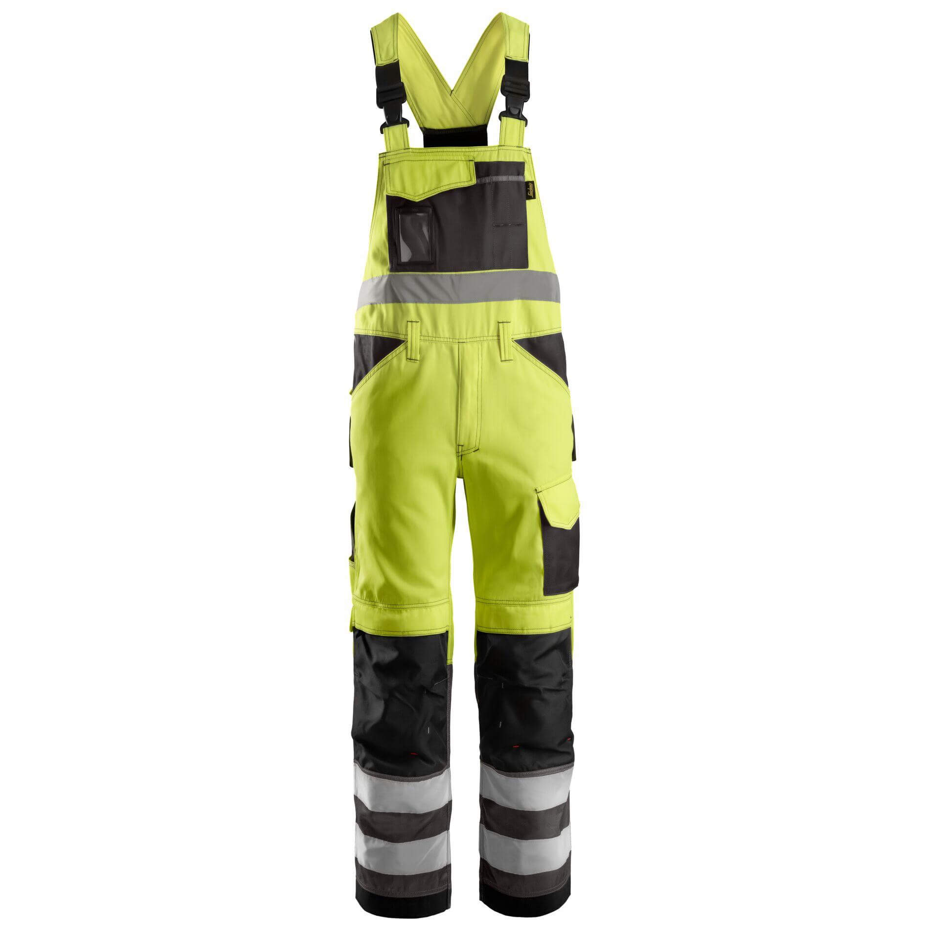 Snickers 0113 Hi Vis Bib and Brace Cordura Trousers Class 2
