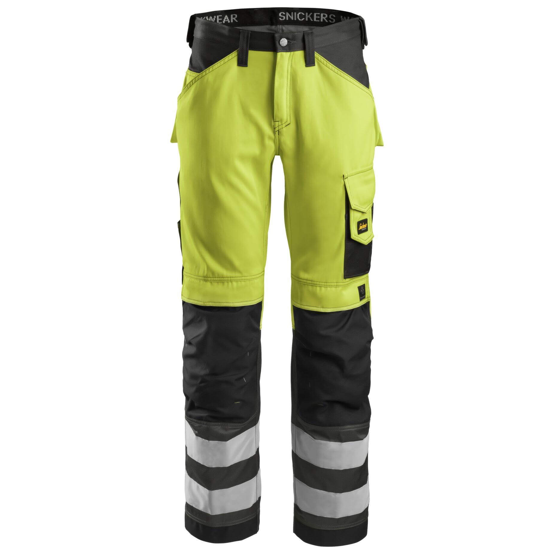 Snickers 3333 Loose Fit Hi Vis Trousers Class 2 Hi-Vis Yellow/Muted Bl