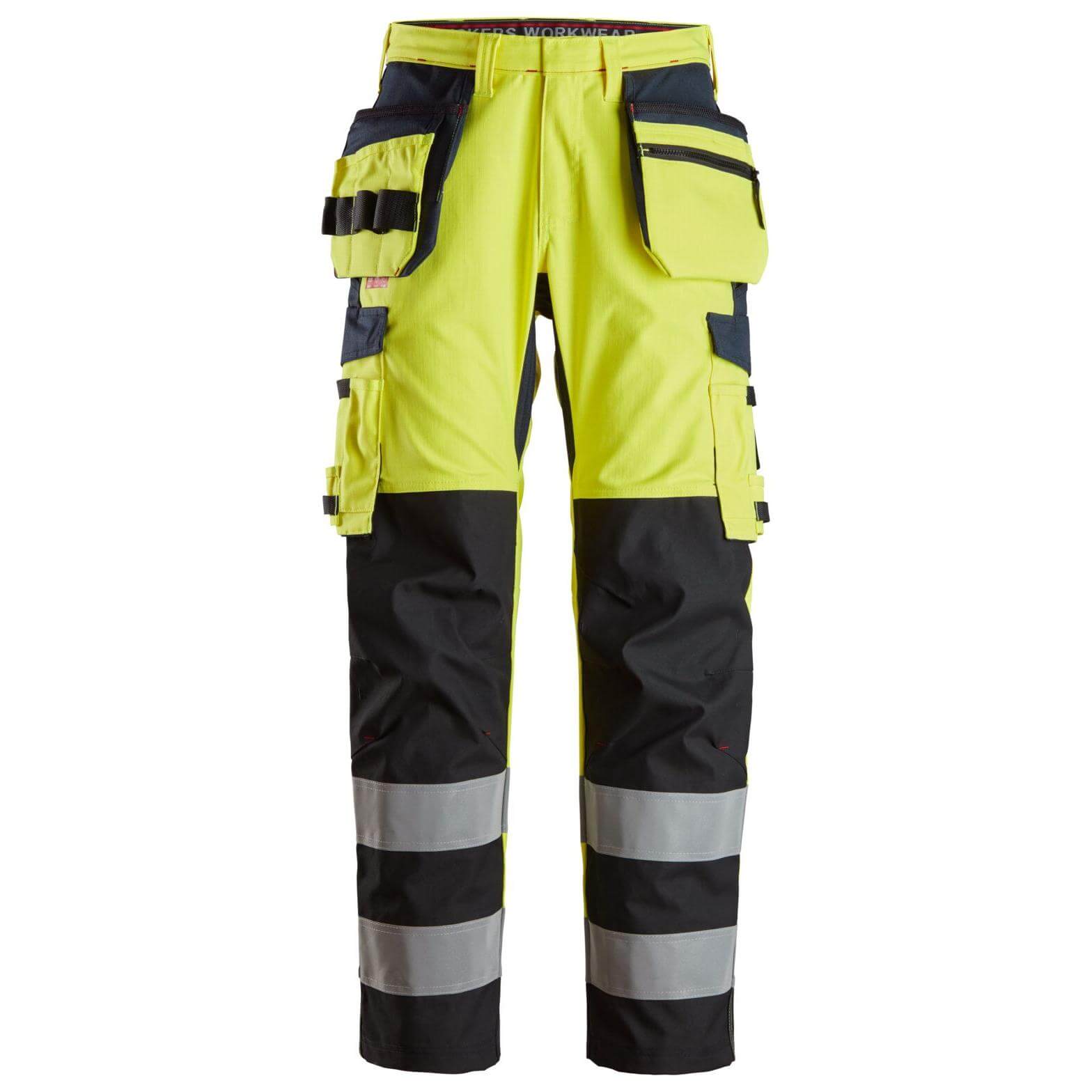 Snickers 6264 ProtecWork Hi Vis Trousers with Reinforced Shin and Hols